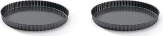 De Buyer Tarte cannelee droite fond fixe ø28 (Lot de 2) - Gris - Minimaliste - Moule à tarte