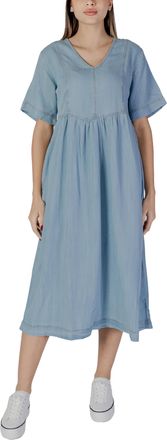 b.young L&auml;ssiges Denim-Kleid Kurzarm V-Ausschnitt