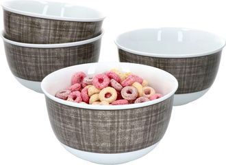 Ritzenhoff & Breker Brazil Braun 4er Set Müslischalen I 450 ml I 4 Personen I Ø 14 cm I Porzellan-Schälchen, Bowl I Schüssel mit Gittermuster für Müsli, Salat, Dessert & 