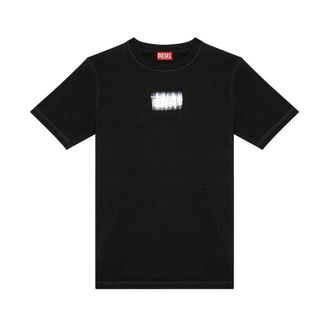 Diesel Rundhals-T-Shirt mit Print und kurzen &Auml;rmeln - - Tops - Herren - Schwarzk - XL