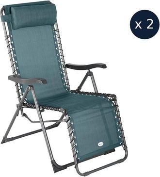 Hesperide 2 Fauteuils de jardin relax SILOS Bleu Canard - Hesp&eacute;ride