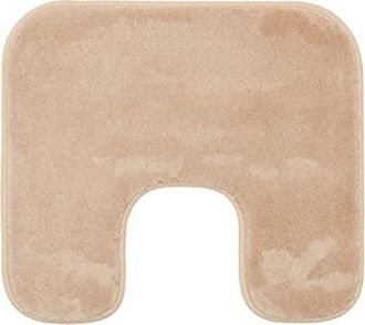 Gözze Premium Rutschfester Badteppich mit Ausschnitt, RIO, 100% Microfaser, Ideal als WC-Vorlage für Standtoilette, 50 x 45 cm - Sand