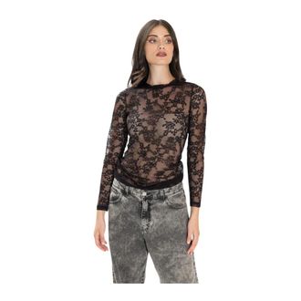 P.A.R.O.S.H. Floral Lace Top - - Tops - Damen - Schwarzk - S