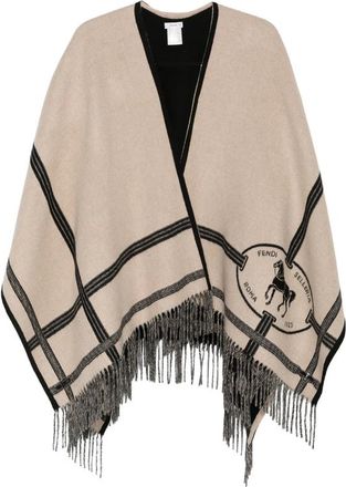 Fendi Fringe-trimmed Striped Poncho