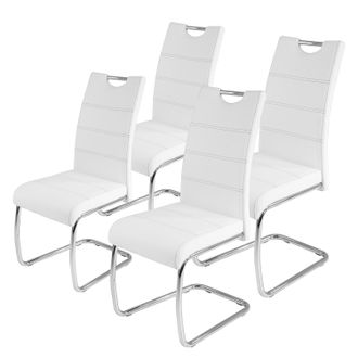 Hela home24 Freischwinger La Paz Kunstleder 43 x 98 x 59cm Wei&szlig;/Wei&szlig; 4er Set