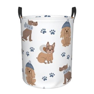 Generic Winter Verschiedene Hunde Aufbewahrungskorb Rund W&auml;schesammler Stehender W&auml;schebeh&auml;lter F&uuml;r Kuscheltier Kleidung Schlafzimmer