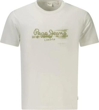 Pepe Jeans London Homme, Tops, Blanc, Taille: S Bianco Cotton T-Shirt