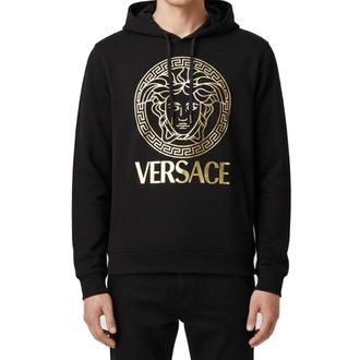 Versace Mens Black Cotton Hoodie Clothing