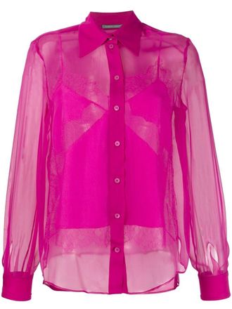 Alberta Ferretti chemise en soie &agrave; effet de transparence - Rose