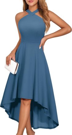 Dresstells Cocktailkleid Damen Elegant f&uuml;r Hochzeit Abendkleid Kurz Neckholder Swingkleid Vintage Rockabilly Festliche Kleider Knielang Gro&szlig;e Gr&ouml;&szlig;en Abschlusskle