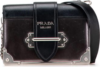 Prada Hobo Bags - Saffiano Trimmed Metallic Vitello Cahier Bag - Gr. unisize - in Braun - für Damen