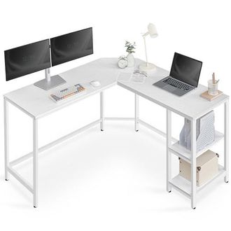 Vasagle Schreibtisch, L-förmiger Computertisch, 138 x 138 x 76 cm, Eckschreibtisch mit 2 Ablagen, platzsparender Bürotisch, Gaming, Homeoffice, einfacher Aufb