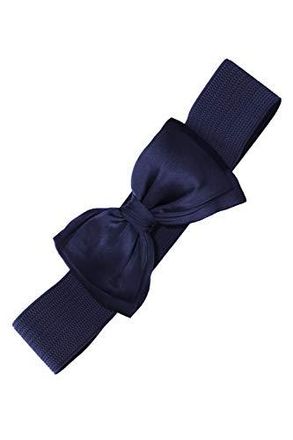 Banned Ceinture Bella Large de Rockabilly 1950 Élastiquée - Bleu Marine (Medium)