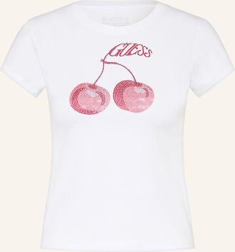 Guess T-Shirt Mit Schmucksteinen weiss