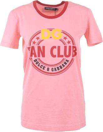 Dolce & Gabbana Femme, Tops, Rose, Taille: 32 FR Fan Club Short Sleeve T-shirt