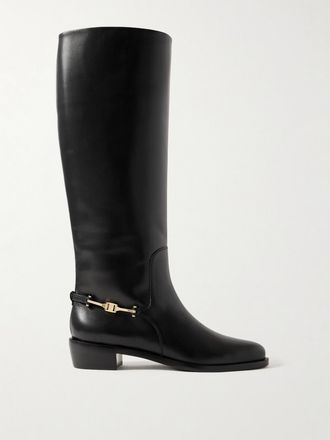 Ferragamo Bottes En Cuir À Ornements Therma - Noir