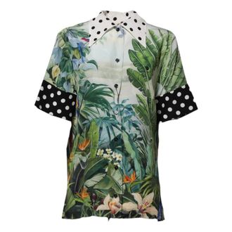 Dolce & Gabbana Bunt Seiden Kragen Hemd Top - - Blouses & Shirts - Damen - Mehrfarbig - 2XS