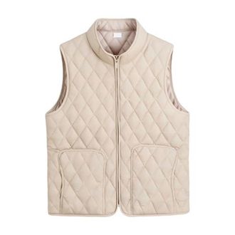 Generic Gilet Sans Manche Femme Gilet Femme D&eacute;contract&eacute; Quotidien Ville Zipp&eacute; Coupe Slim Motif Carreaux R&eacute;tro - Pi&egrave;ce DEmpilage &Eacute;l&eacute;gante Et Casual
