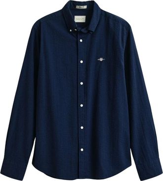 GANT Homme, Chemises, Bleu, Taille: M Chemise Seersucker Coupe Standard