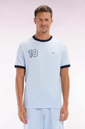 Eden Park T-shirt En Coton Ciel Broderie 10 Coupe D&eacute;contract&eacute;e