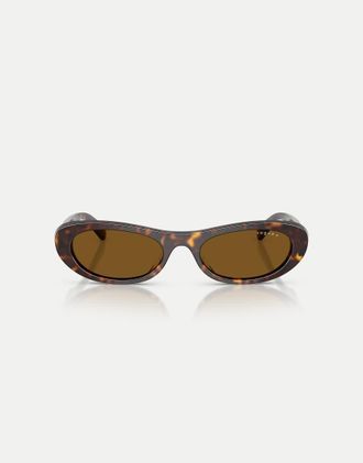 Vogue Lunettes de soleil ovales polaris&eacute;es avec verres marron - Havane fonc&eacute;