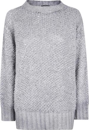 Avant Toi Femme, Pulls, Gris, Taille: 40 FR Pull &agrave; col rond et point fourrure peint &agrave; la main avec laminage