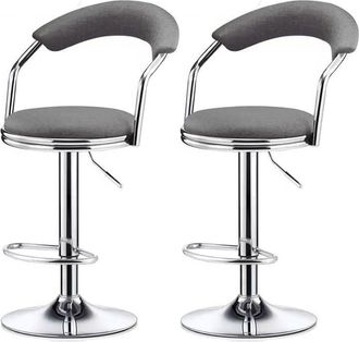 Generic Set mit 2 H&ouml;henverstellbaren Barhockern mit 360&deg;-Drehfunktion, Gepolstertem Kunstlederbezug und R&uuml;ckenlehne f&uuml;r Esszimmer und Bar, 60-80 cm