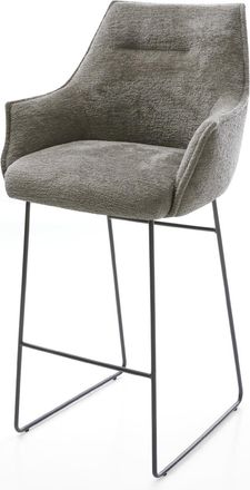 DELIFE Barstuhl Alja-Flex Boucl&eacute; Soft Schlamm Kufengestell Metall Schwarz Taschenfederkern, Barst&uuml;hle