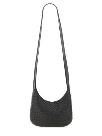 Bottega Veneta Unisex Leather Shoulder Bag Veneto Black