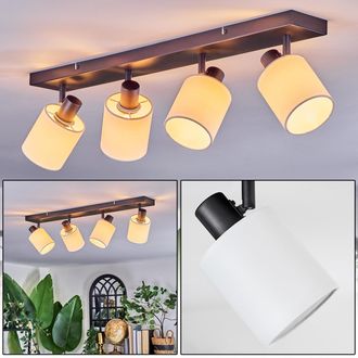 HOFSTEIN Deckenleuchte Fallhagen, Deckenlampe aus Metall/Stoff in Schwarz/Wei&szlig;, verstellbare Leuchte im modernen Design (Schirme &Oslash; 9 cm), 4 x E14, Esszimmer, W