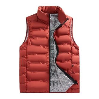 Generic Gilet sans manches &agrave; col montant pour homme - Chaud et l&eacute;ger - Confortable, rouge rouille, 4XL