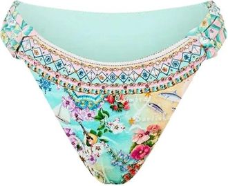 Camilla Femme, Maillots de bain, Bleu, Taille: 38 FR Bas de Bikini Classique Avec C&ocirc;t&eacute;s Noeuds Fronc&eacute;s