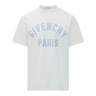 Givenchy T-Shirt aus Baumwolle mit Paris-Stickerei - - Tops - Herren - Wei&szlig; - M