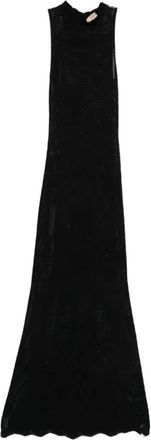 Twinset Femme, Robes, Noir, Taille: 42 FR Long Mesh-Knit Dress
