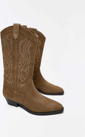 Bershka Santiags en cuir - Fauve-Marron