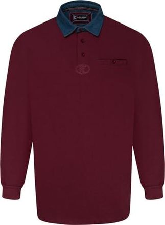 KAM Jeanswear Polo de rugby &agrave; manches longues et col en jean pour homme Rouge, Rouge, 8XL