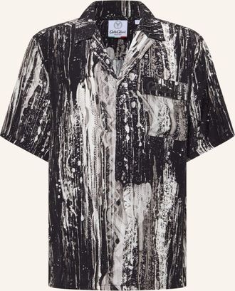 Carlo Colucci Carlo Colucci Bedrucktes Hemd - Ai Drip Knit Fasoli schwarz