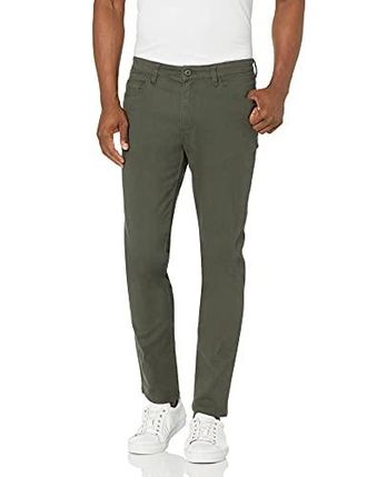Amazon Essentials Pantalon Chino en Tissu Stretch Confortable à 5 Poches Coupe Skinny Homme, Vert Olive, 36W / 29L