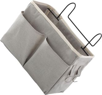 Hemobllo JHKNNK Bett H&auml;ngekorb Organizer mit Gro&szlig;em Fassungsverm&ouml;gen Grauer Aufbewahrungskorb aus Stoff mit Mehrfachtaschen und Haken H&auml;ngender Nachttischkorb 