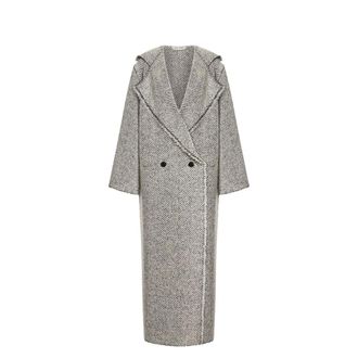 Alberta Ferretti Femme, Manteaux, Gris, Taille: 36 FR Manteau boucl&eacute; &agrave; chevrons