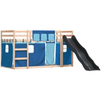 vidaXL Vidaxl - Lit superpos&eacute; sans matelas avec toboggan et rideaux 90x190 cm