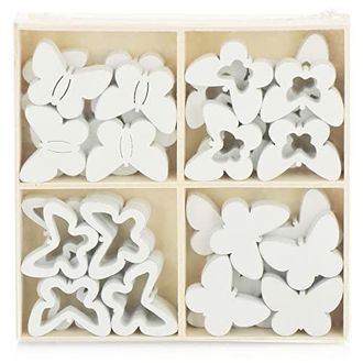 Com-Four 32x D&eacute;corations de papillons - petits papillons en bois en quatre motifs - papillons en bois pour d&eacute;corations (32 pi&egrave;ces papillon V2)