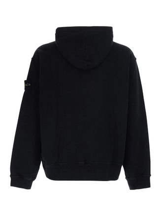 Stone Island Mens Hoodie, Black Cotton Sweatshirts Sweater