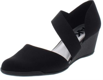 Anne Klein Damen Tara Wedge Pumps, Schwarzes Stretch-Material, 41.5 EU