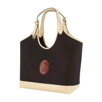 Versace Womens Large Shopper Bag - Versace Leather Black Calfskin Totes-Shopping-Bags