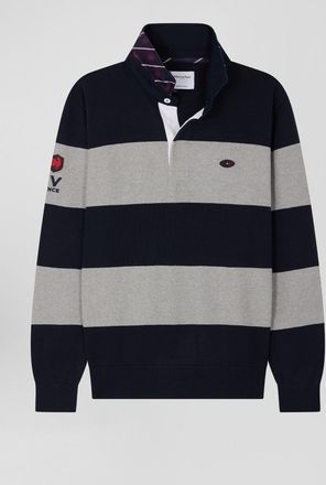 Eden Park Pull Col Maillot En Coton Gris Coupe Regular