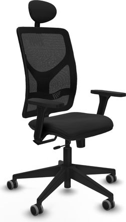 Piqueras y Crespo Schreibtischstuhl mit schwarzen Armlehnen, h&ouml;henverstellbare Lendenwirbelst&uuml;tze und festes Kopfteil, ausgestattet mit Syncro/Traslack und Schneidescha
