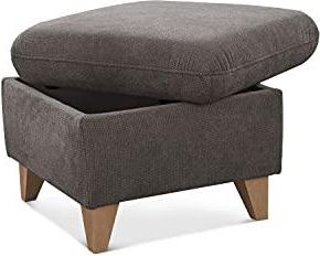 Cavadore Hocker Lotta / Skandinavischer Stauraumhocker als Beistellhocker oder Fußhocker / 58 x 47 x 58 / Webstoff Paris Dunkelgrau Quadratisch