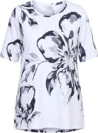 Ulla Popken T-Shirt T-Shirt Bl&uuml;ten A-Linie Rundhals Halbarm