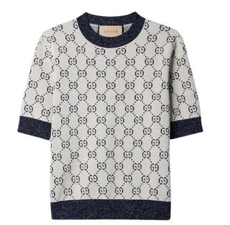 Gucci Metallic Monogram Short Sleeve Jumper Size XS